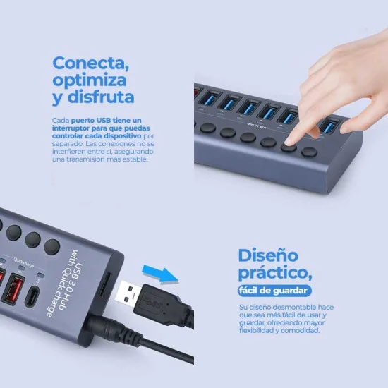 Mega USB hub 10 puertos con Carga rápida Guatemala